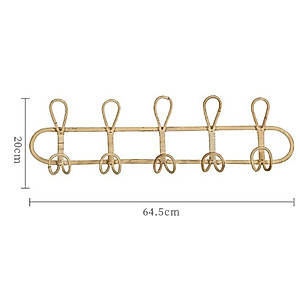 Generic Wall Mounted Coat Rack Clothes Hooks Simple Ornament Supplies Porch Hanging Rattan Clothes Hanger, 5 Hooks, Optional