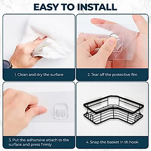 Corner Shower Caddy Organizer - 2 Pack, Rustproof Stainless Steel Shower Caddy with No Drill & Traceless Adhesive, Large Capacity & Durable Design in Black