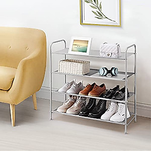 MAX Houser Shoe Rack Storage Organizer 4 Tier Free Standing Fabric Shoe Shelf Compact Shoe closet Organizer Stand Shoe Rack Shelf for 12-20 Pairs, for Entryway Closet Bedroom (Light Gray)