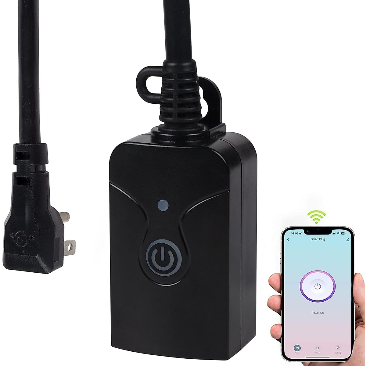 Outdoor Smart WiFi Plug Outlet, HBN Heavy Duty Wi-Fi Timer with One Grounded Outlet, Wireless Remote Control by App Compatible with Alexa and Google Home Assistant 2.4 GHz only, ETL Listed (1 Pack)