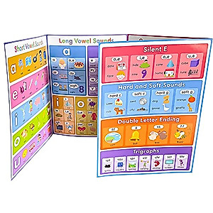 Lachilly My First Learning Chart and My First Phonics Chart Set Words Learning Sheet Educational Poster Vocabulary Building Flashcards Worksheet Teacher Teaching Aids for Pre-Kindergarten