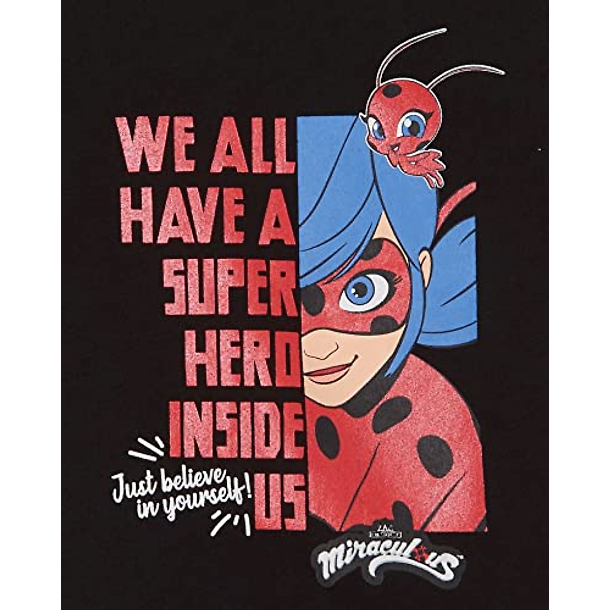Miraculous Ladybug Little Girls 2 Pack T-Shirts Polka Dots Black/Red 6
