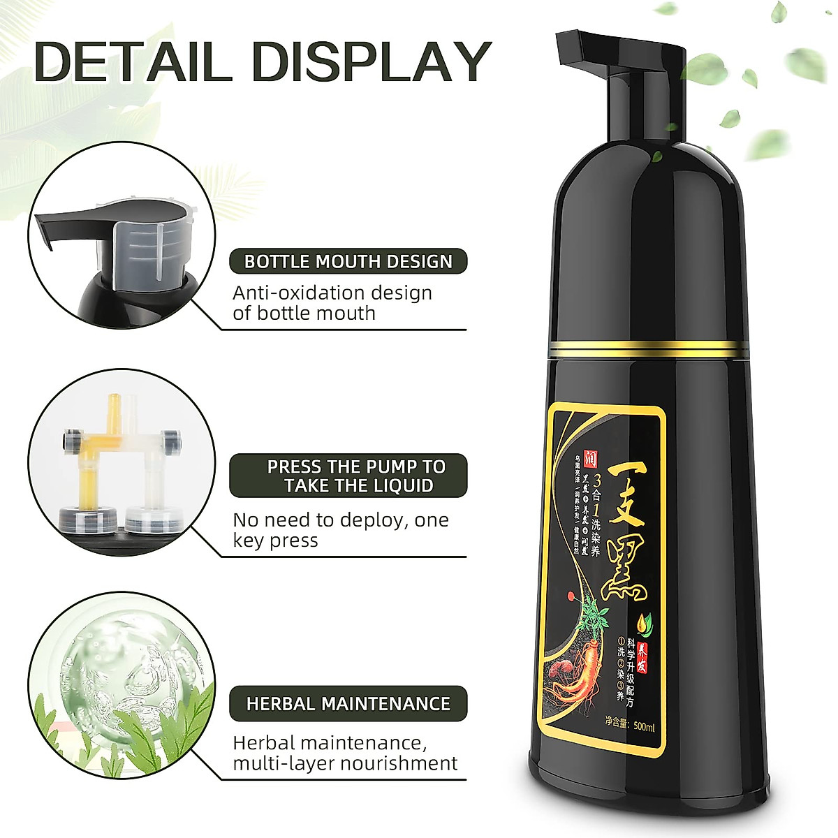 ALEXTREME Black Hair Dye, Hair Dye Color Shampoo Beauty Nourishes Long Lasting Care for Men Women Home Salon