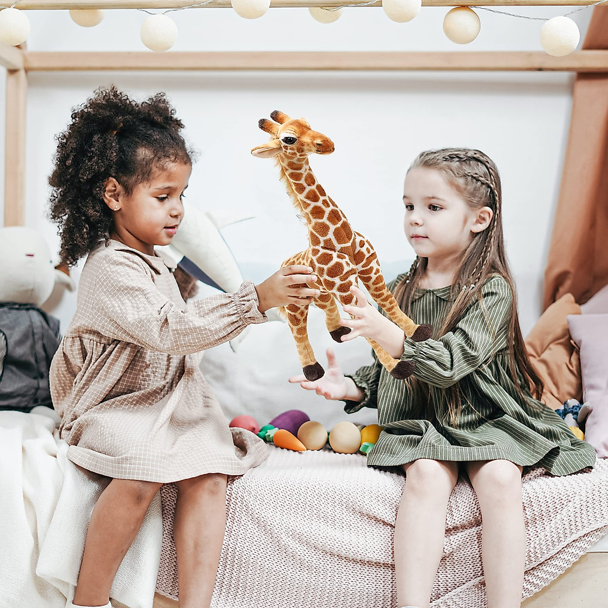 NICERINC Giraffe Stuffed Animal Lifelike Stuffed Animal Design with Wire-Framed Legs & Soft Posable Neck Giraffe Plush Doll for Boys and Girls’s Birthday (20 Inches)