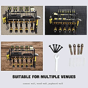 NALAWEKER Power Tool Organizer Drill Holder Wall Mount Storage Rack Cordless Drill Storage Floating Tool Shelf with 5 Hanging Slots Steel Heavy Duty Drill Charging Station
