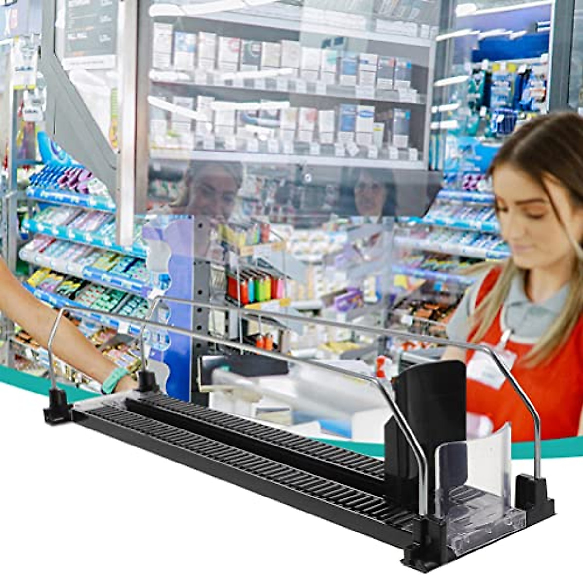 Cabilock Drink Automatic Pusher 2PCS Drink Organizer for Fridge Soda Can Dispenser for Refrigerator with Adjustable Pusher Glide Water Bottle Storage for Pantry Black