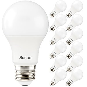 Sunco Lighting 12 LED A19 Light Lamp Bulbs 9W Equivalent 60W, CRI91 E26 Base 3000K White for Living Room Dining Area Bedroom Refrigerator, 850 Lumens, Frosted, Super Bright, Indoor Non-Dimmable UL