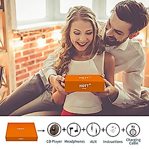 HOTT CD611 Portable CD Player for Home Travel and Car with Stereo Headphones, Anti-Shock ,Wood Grain