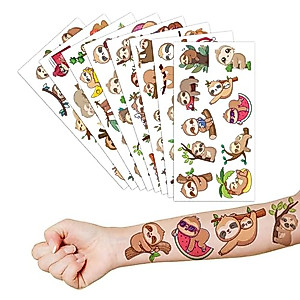 Sloth Temporary Tattoos Sticker for Kids 82 PCS Jungle Animal Themed Birthday Party Supplies Favors Decorations Gifts for Girls Boys Baby Showers Prizes Cute Tattoo School Reward Halloween Christmas