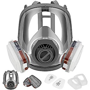 HAOX Reusable Gas Mask with Filter, Full Face Respirаtor Organic Vapor Cover Mask, Dustproof Face Cover for Paint Spray,Chemical Work Protection