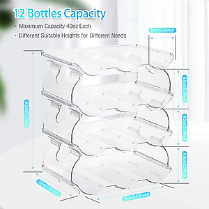 Seolmae Stackable Water Bottle Organizer for Cabinet, Water Bottle Holder Countertop, Cup Organizer for Kitchen, Pantry and Fridge, Free-Standing Kitchen Storage Holder for Wine and Drink Bottles