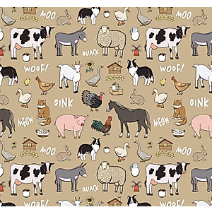 Stesha Party Farm Animal Wrapping Paper Cow Gift Wrap - Folded Flat 30 x 20 Inch - 3 Sheets