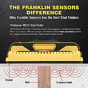 Franklin Sensors ProSensor M210 Stud Finder with 13-Sensors, Wood & Metal Stud Detector/Wall Scanner, Live Wire Detection