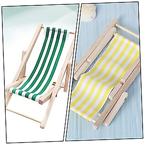 Homoyoyo 2pcs Deck Chair Model Mini Folding Chair Decorative Outdoor Decor Outdoor Tables and Chairs Mini Deck Chair Mini Foldable Recliner Mini Furniture Simulation Recliner Model Green