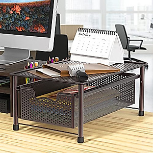 Simple Houseware Stackable Cabinet Basket Drawer Organizer, Bronze