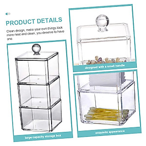 1 Set Storage Box Cotton Round Holder Clear Container with Lid Organizer Square Storage Container Clear Jars Storage Case Tool Box Acrylic Mini