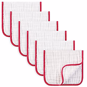 Baby Muslin Burp Cloths Sets for Unisex Newborn Burping Clothes 6 Pack Bibs Rags for Boys and Girls (Pink)