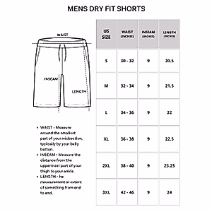 Real Essentials Mens Dry Fit Shorts Dri Active Wear Short Athletic Performance Basketball 9 Inch Inseam Sweat Tennis Soccer Running Essentials Gym Casual Workout Sports, Set 6, L, Pack of 5