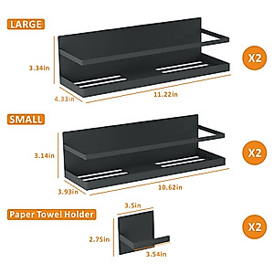 Roysili Magnetic Spice Rack Organizer Spice Organizer For Refrigerator Fridge Spice Rack For Kitchen Organizer Magnetic Shelf Space Saving Black 2 Pack With 2 Hooks