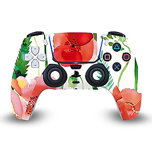 Head Case Designs Officially Licensed Ninola Red Flower Art Mix Vinyl Faceplate Sticker Gaming Skin Decal Cover Compatible with Sony Playstation 5 PS5 Disc Edition Console & DualSense Controller