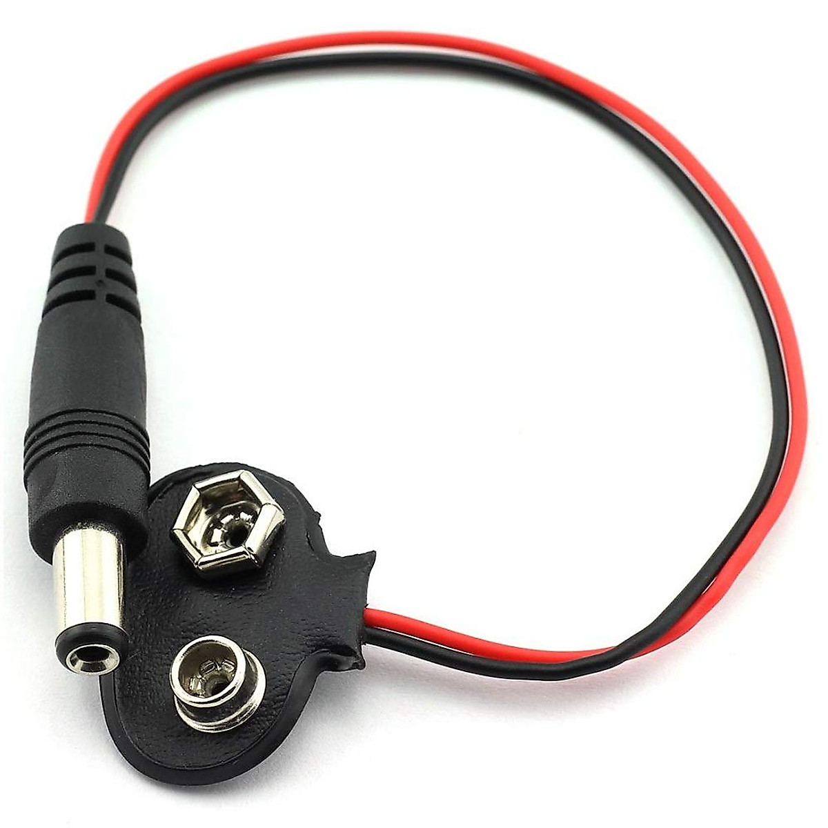 Prterewy 10pcs 15CM 9V Battery Snap Connector Clip Lead Wire Experimental Battery Snap Power Cable with 5.5x2.1mm DC Male Plug for Arduino Project or LED Light Bar (with DC Plug)