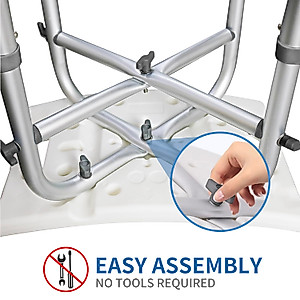 DEZOON Shower Chair for Elderly Shower Seat for Inside Shower Tool-Free Shower Stool Small with 5 Adjustable Heights Bathtub Chairs for Disabled,Seniors