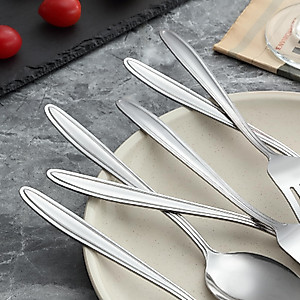 24 Pcs Forks and Spoons, Unokit Forks and Spoons Silverware Set, Food Grade Stainless Steel Silverware Set, 12 Dinner Spoons and 12 Dinner Forks, For Home/Kitchen, Mirror Polished and Dishwasher Safe