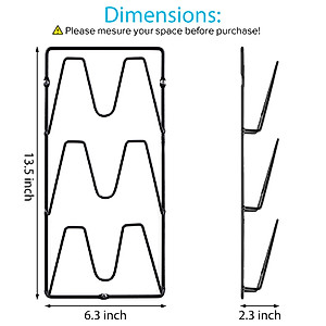 EXAIEW Pot Lid Organizer Rack, 3-Tier Pot Lids Holder for Cabinet Door/Wall, No Drilling Adhesive Wall/Door Mounted Pots And Pans Organizer For Kitchen Storage, 1Pack Black Lid Rack for Pot Lids