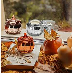 Pumpkin Shaped Candle, Fall Farmhouse Decoration, Autumn Pumpkin Spice Scented Set, Halloween Thanksgiving Candle Gift(3 x 4.5oz)