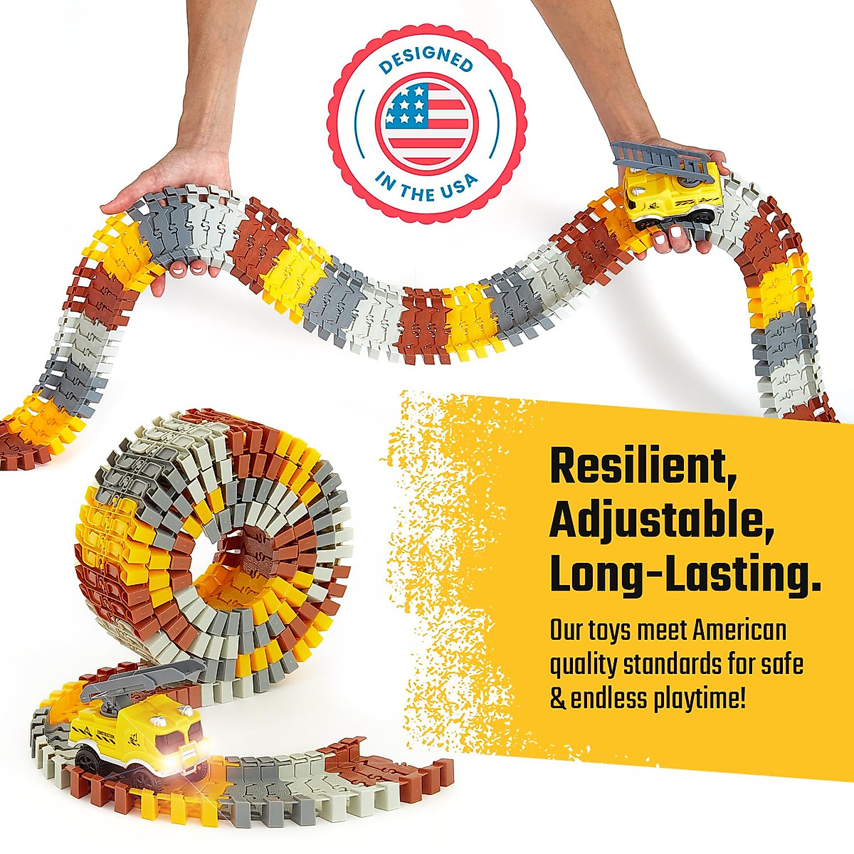 JITTERYGIT Dino Track Train and Construction Track Site Christmas Bundle Gift, Glow in The Dark Playset Racing Play Site Set,Cool Racetrack Present for Children, Ages 3 4 5 6 7 8 9 Years Old