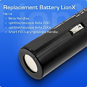 LIONX Battery for Heine Beta Handles Ophthalmoscope Beta 200 Ophthalmoscope Beta 200s Short F.O. Laryngoscope Handle BATT/110904-A1 X-02.99.380 X-02.99.382 850mAh / 3.06Wh