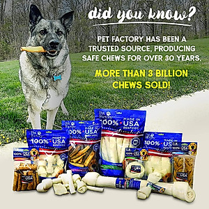 Pet Factory 100% Made in USA Beefhide Chips Dog Chew Treats - Natural Flavor, 8 oz