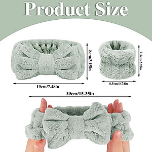 Pimoys 6 Pieces Spa Headband and Wristband Set, Women’s Makeup Headband Face Wash Headbands with Wrist Bands for Skin Care and Washing Face (Green and White)