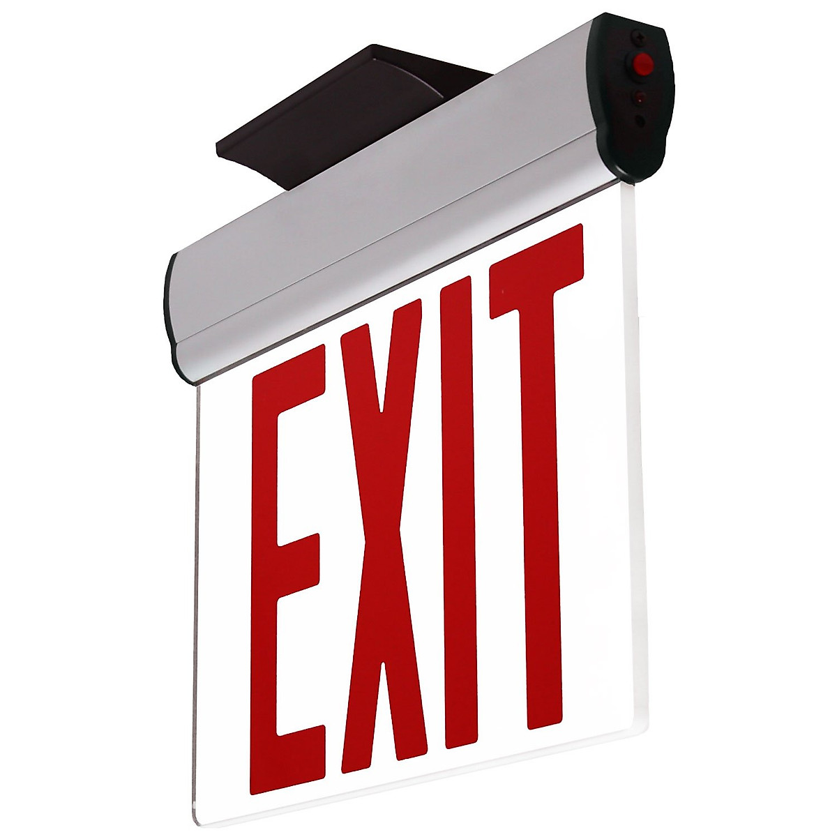 LFI Lights | New York City Approved Red Edge-Lit Exit Sign | Aluminum Housing | All LED | Single-Sided Clear Acrylic Panel | 8" Lettering | Hardwired w/Battery Backup | UL Listed | NYCELRT-R