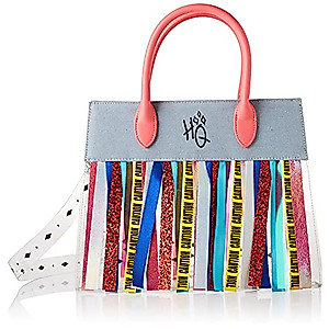 Loungefly x Birds of Prey Harley Quinn Caution Tape Fringe Crossbody Bag (One Size, Clear/Multi)