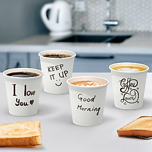 Dealusy 100 Count Paper Cups 6 oz, Leak-Free Food Safe 6oz Cups, Paper Coffee Cups, Hot Cups, Disposable Small Paper Cups