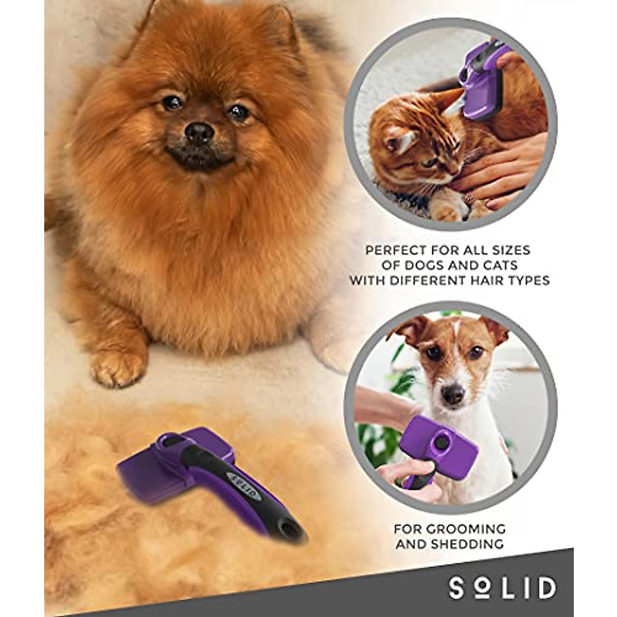 Pet Slicker Brush - Dog & Cat Brush for Shedding & Grooming - Dematting & Detangling Self-Cleaning Brushes for Dogs, Cats & Pets