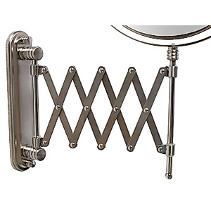 DecoBros 8-Inch Two-Sided Extension Wall Mount Mirror with 7X Magnification, 13.5-Inch Extension, Nickel