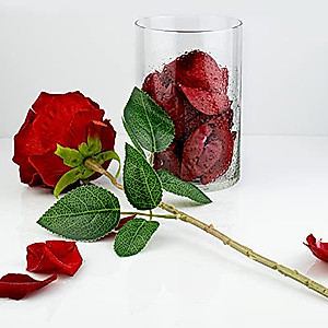 Noble Rose Ring Box - Flower Heart Engagement Ring Box for Proposal Ring, Ceremony, Wedding or Special Occasions (Red)