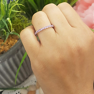 Dazzlingrock Collection 14K Round Pink Sapphire Ladies Eternity Wedding Band 1 CT, White Gold, Size 6