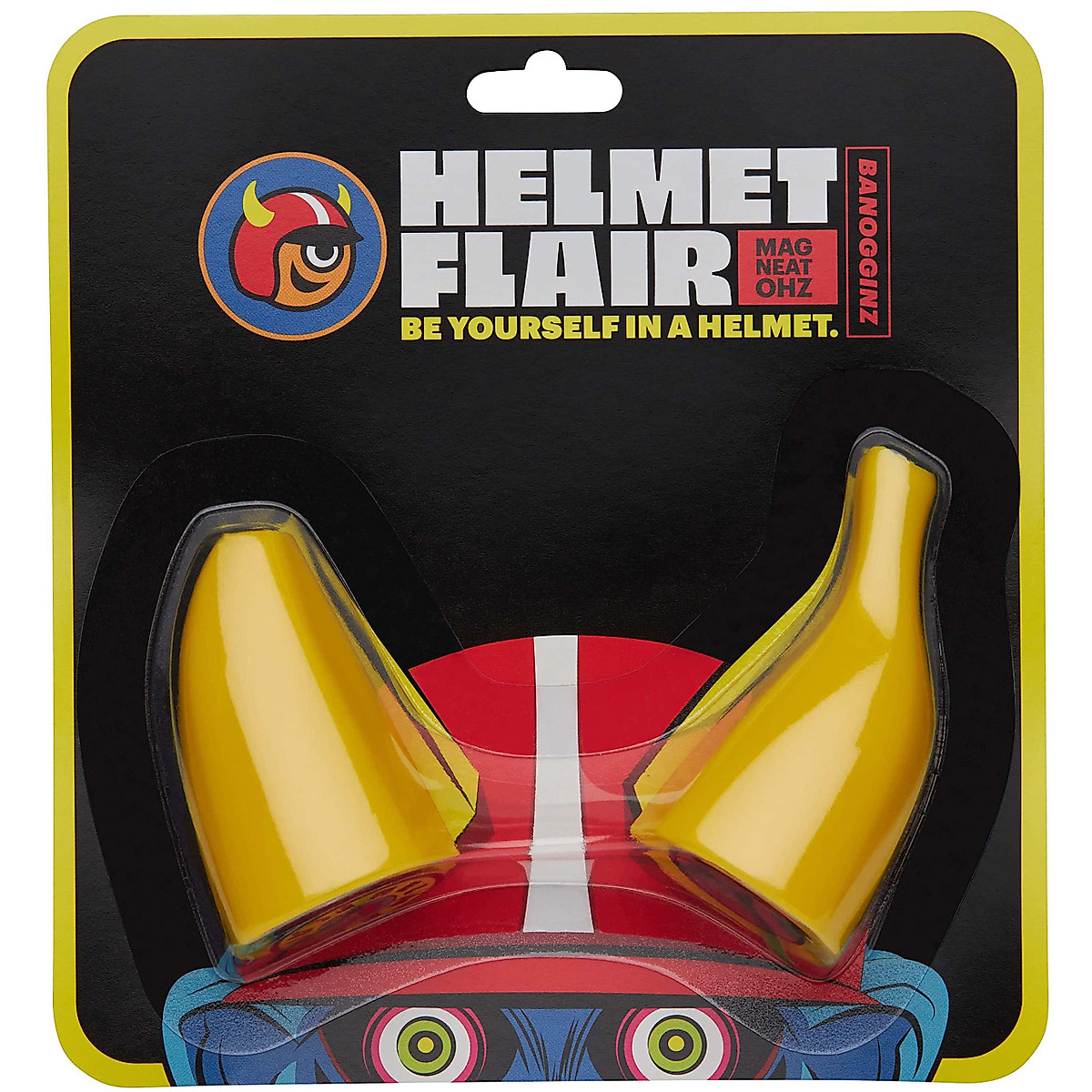 Helmet Flair MagNeatOhz Banana for Helmet | Made in USA | Helmet Accessory for Motorcycle Helmet, Bike Helmet, Ski Helmet | Magnetic Attachment | Interchangeable | Pair (Helmet Not Included)