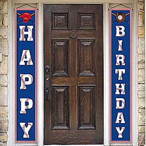 Baseball Happy Birthday Porch Banner Boy Sports Themed Birthday Party Front Door Sign Wall Hanging Banner Decoration