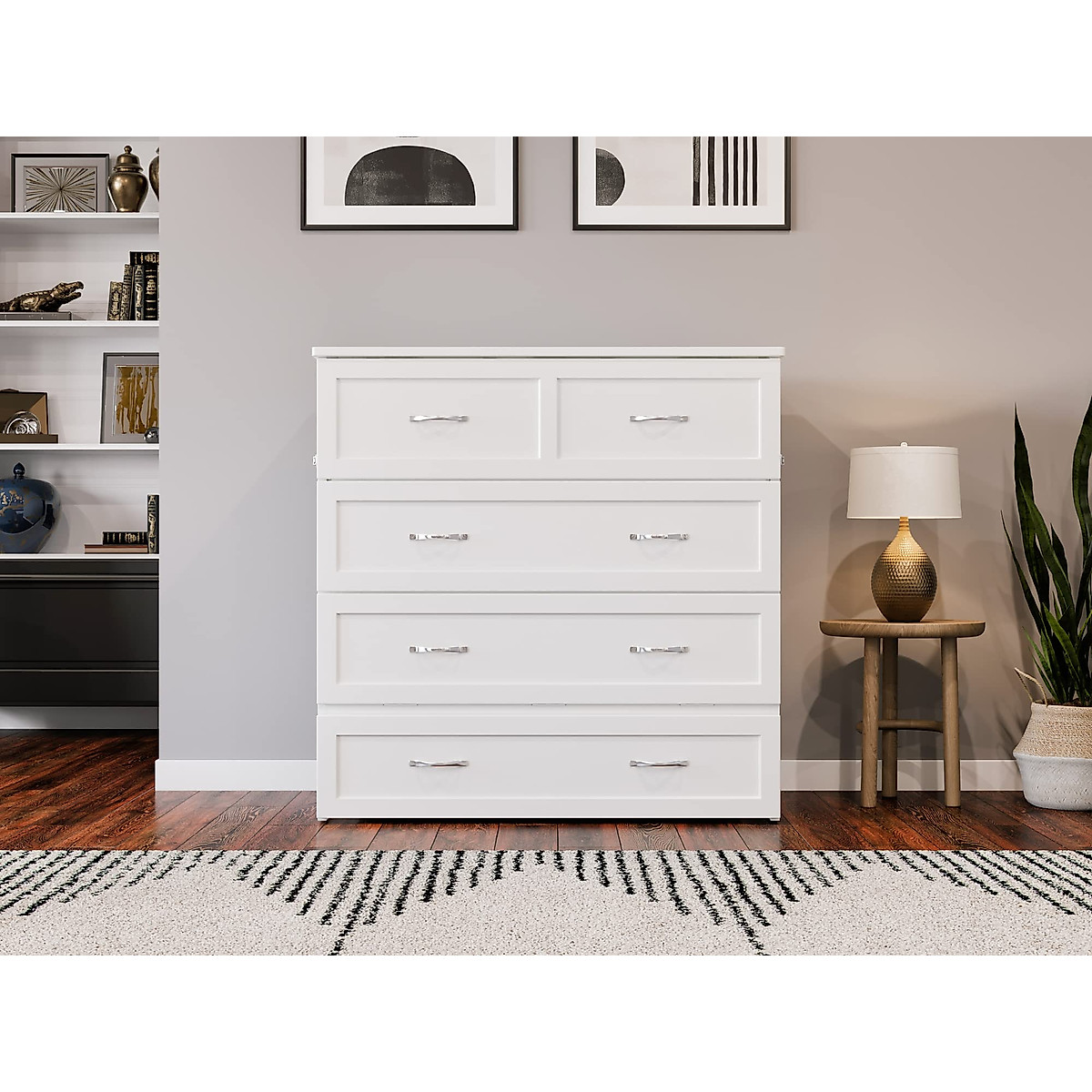 AFI, Vivian Murphy Bed Chest Twin XL with Storage Drawer and Built-in USB Charger, White