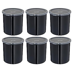 Carlisle FoodService Products Classic Round Storage Container Crock with Lid for Kitchen, Restaurants, Home, Plastic, 2.7 Quarts, Black, (Pack of 6)
