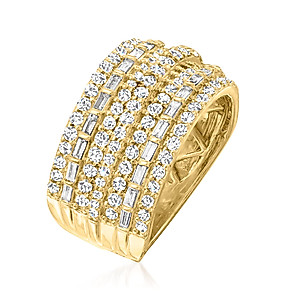 Ross-Simons 1.50 ct. t.w. Baguette and Round Diamond Ring in 14kt Yellow Gold. Size 6
