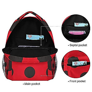ALAZA Ladybugs Red Black Polka Dot Backpacks for Girls Boys School Backpack Kids Bookbag 3rd 4th 5th Grade Elementary Travel Laptop Shoulder Bag Students Daypacks