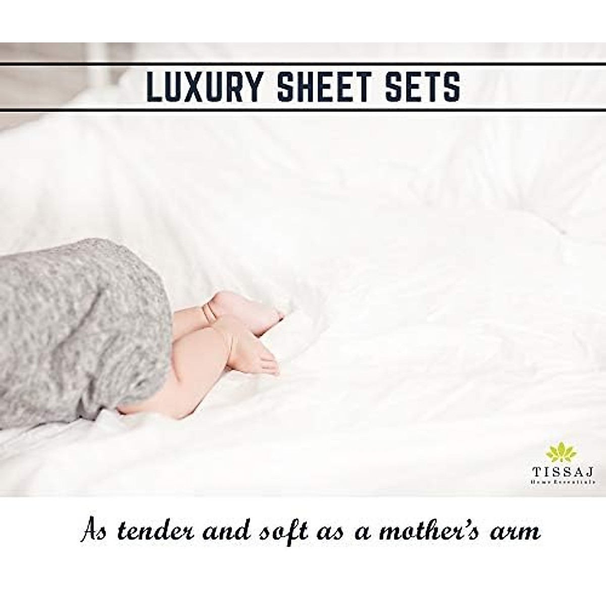 Tissaj Organic Cotton Sheets King Size – Ultra White – GOTS Certified – Durable Luxury Quality – Extra Deep Pockets & Secure Fit – Premium Bedding – Sateen Weave – with Carry Pouch – Set of 4