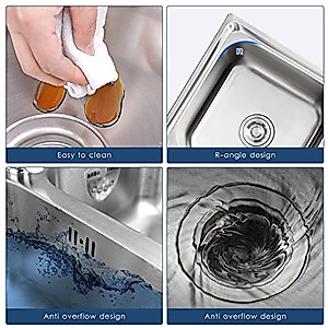 MARQI Free Standing Stainless-Steel Utility Sink Commercial Restaurant Kitchen Sink 2 Bowl Prep & Utility Washing Hand Basin w/Cold Hot Water Pipe Faucet Shelves Indoor Outdoor 31.5" x 17" x 29.5"