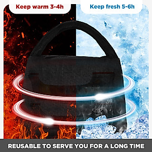 Chunful 12 Pcs Insulated Lunch Bags Bulk for Kids Women Adult Reusable Lunch Tote Bag Waterproof with Aluminum(Black)