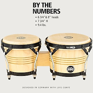 Meinl Percussion LC300NT-M Artist Series Luis Conte Signature Wood Bongos, Natural, 6 3/4-Inch and 8-Inch